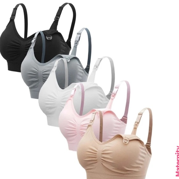 SHEIN | Intimates & Sleepwear | 5 Pack Solid Ruched Nursing Bra | Poshmark